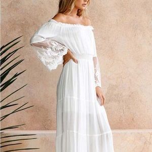 Dresses | White Boho Off Shoulder Maxi Long Photoshoot Dress | Poshmark
